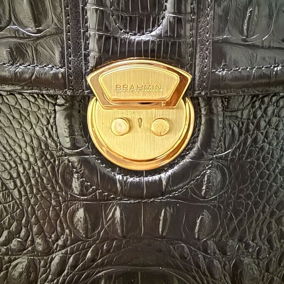 Brahmin | Bags | Elegant Brahmin Black Crocodileembossed Laptop ...